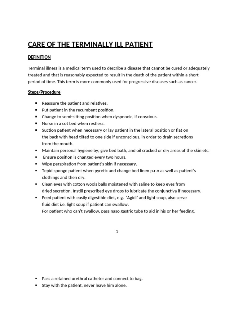 Care of The Terminally Ill Patient | PDF