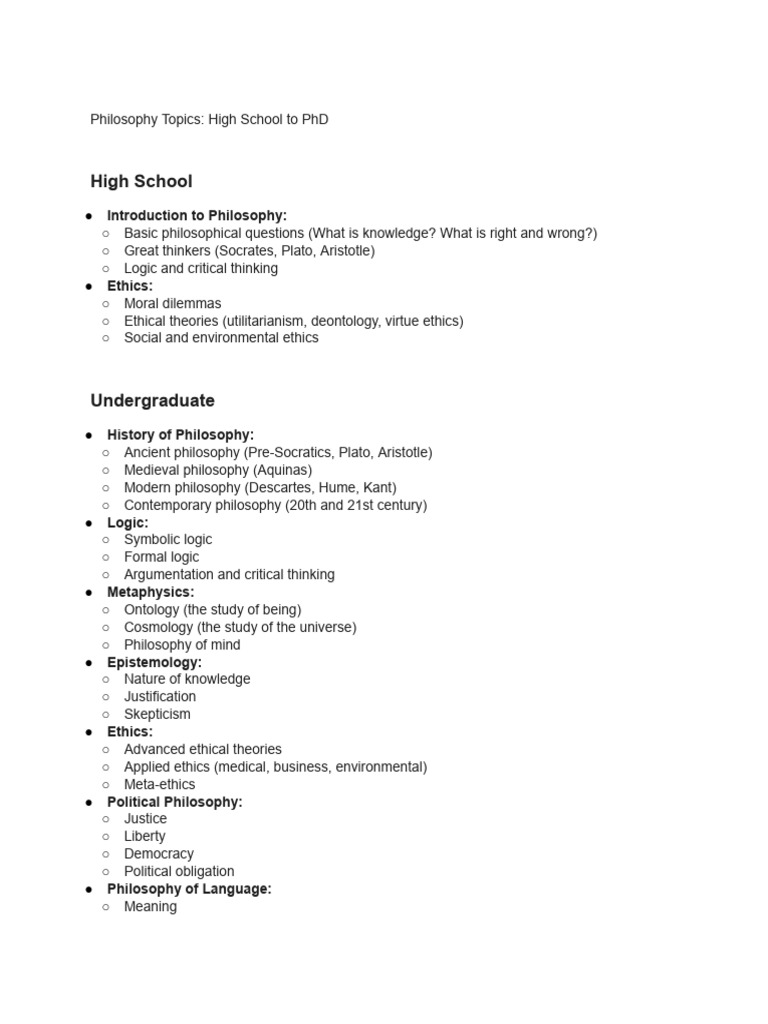 Comprehensive Philosophy Curriculum Guide | PDF