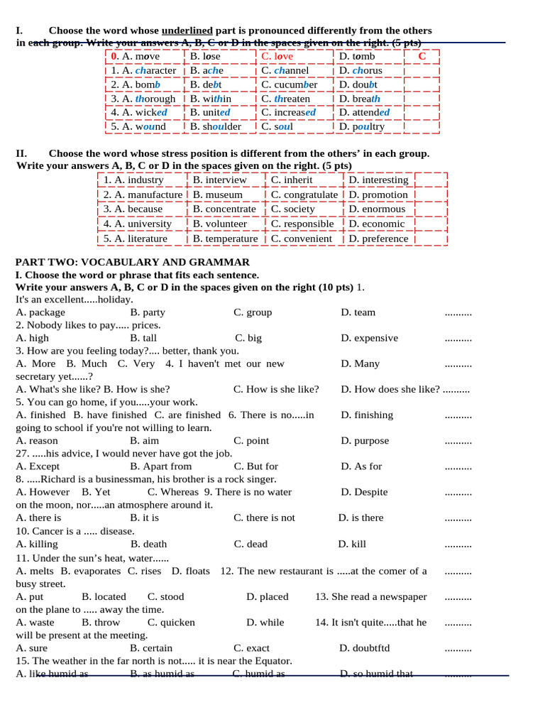 Pronunciation and Grammar Exercises | PDF | English Language