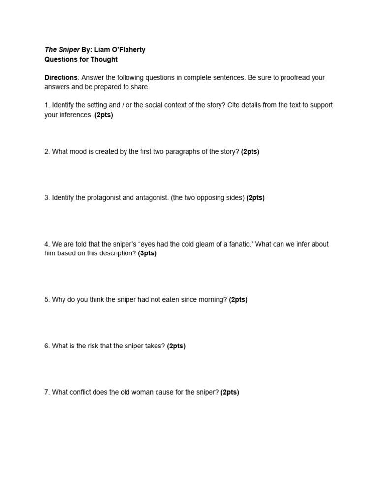 Sniper Analysis and Discussion Questions | PDF