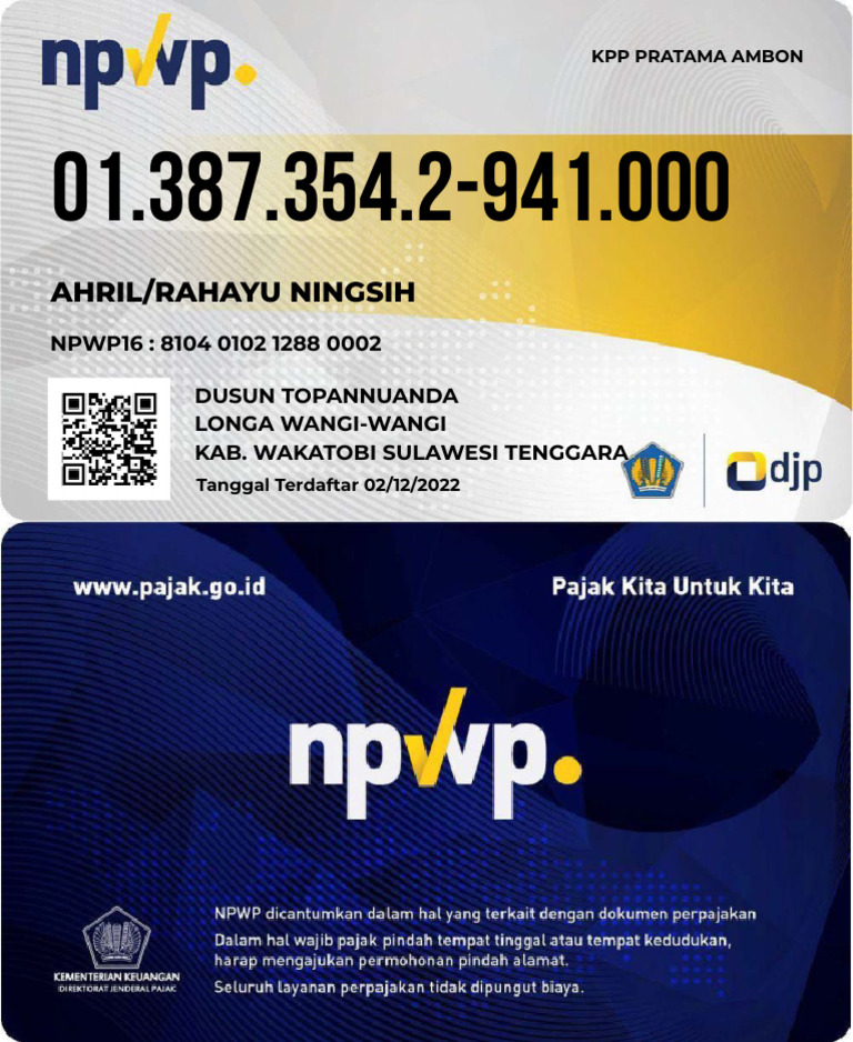Npwp Ahril Rahayu Ningsih | PDF