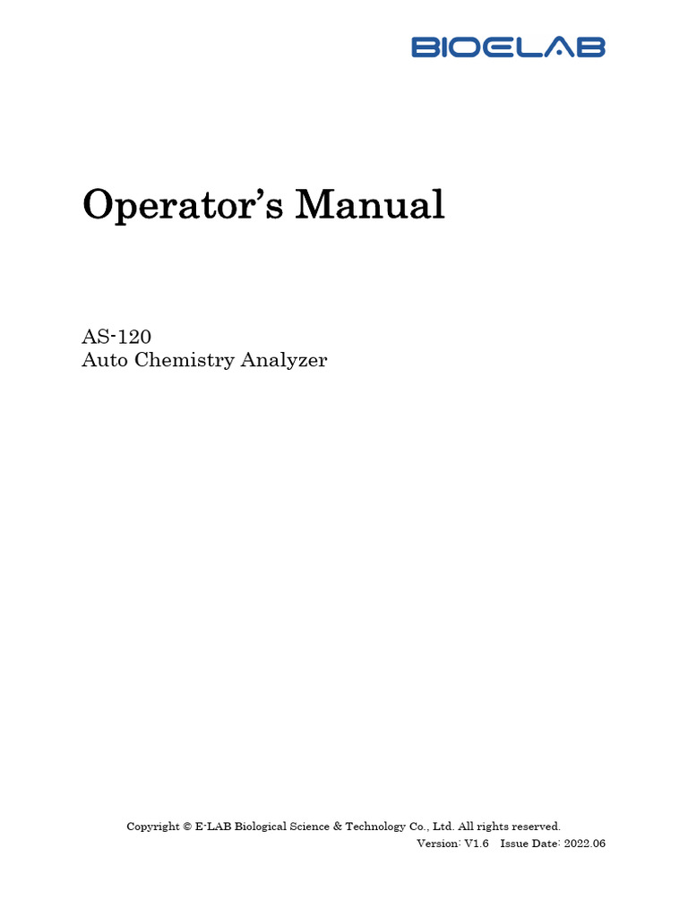 AS-120 Auto Chemistry Analyzer Manual | PDF | Mains Electricity ...