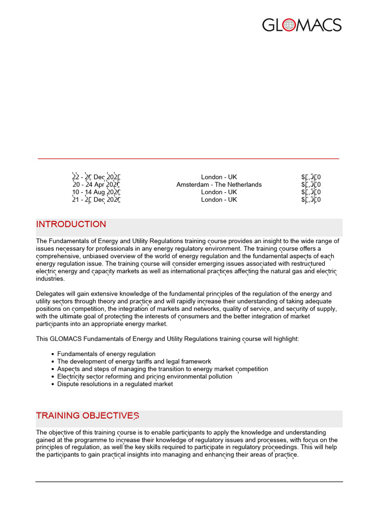 Glomacs Training Consultancy Fundamentals of Energy and Utility ...