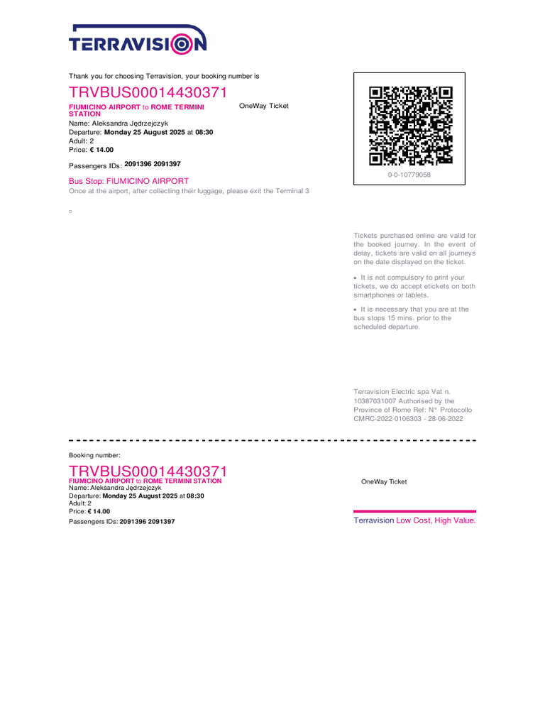 TRVBUS00014430371: Bus Stop: Fiumicino Airport | PDF