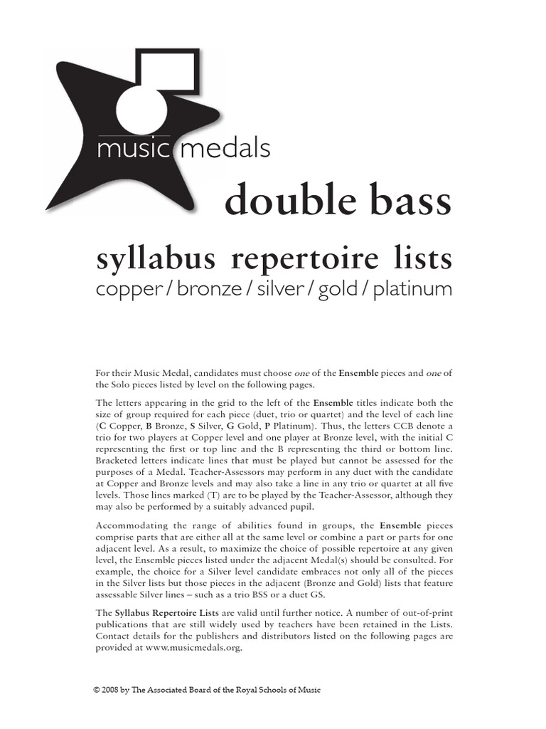 Double Bass Syllabus Repertoire Guide | PDF | Double Bass | Musicology