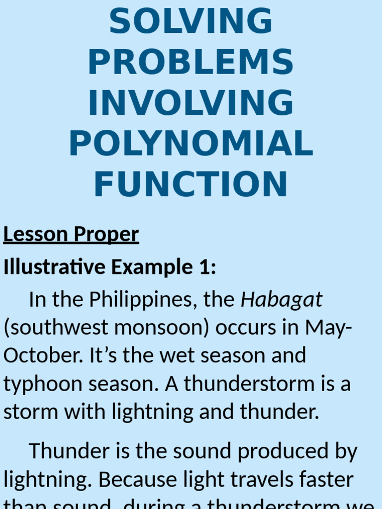 Lec4 - Solving Problems Involving Polynomial Function | PDF | Lightning | Thunder