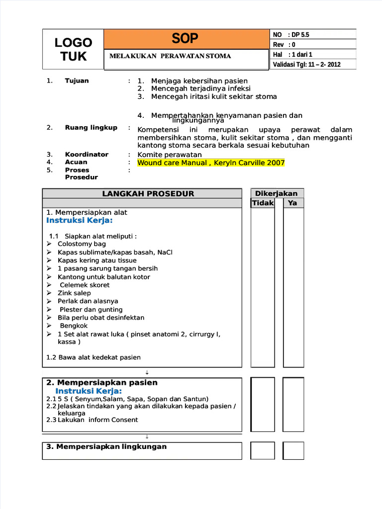 PDF Sop Perawatan Stoma Compress | PDF
