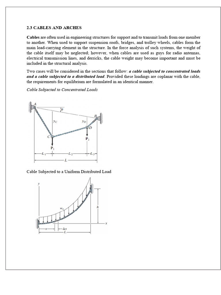 Lecture 7 - Cables and Arches | PDF | Bending | Truss