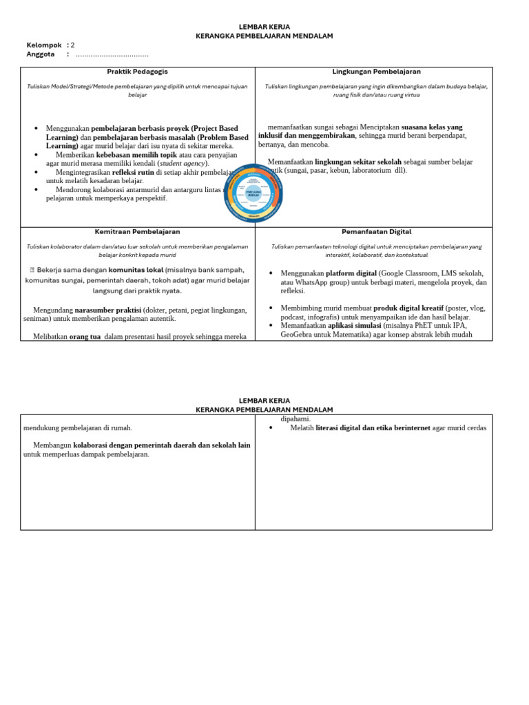 LK - Kerangka Pembelajaran Mendalam Edit | PDF