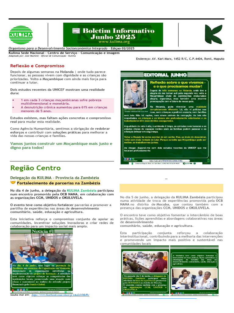Edicao 2 Kulima Boletim Junho 2025 | PDF | Moçambique | Sustentabilidade