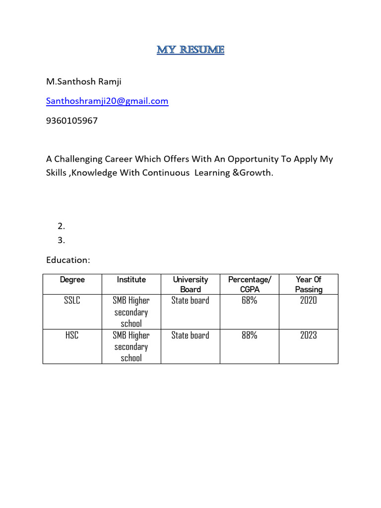 Santhosh Resume | PDF