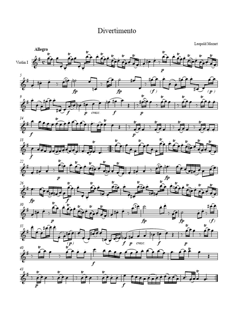 Leopold Mozart Divertimento 1-Violin - I | PDF