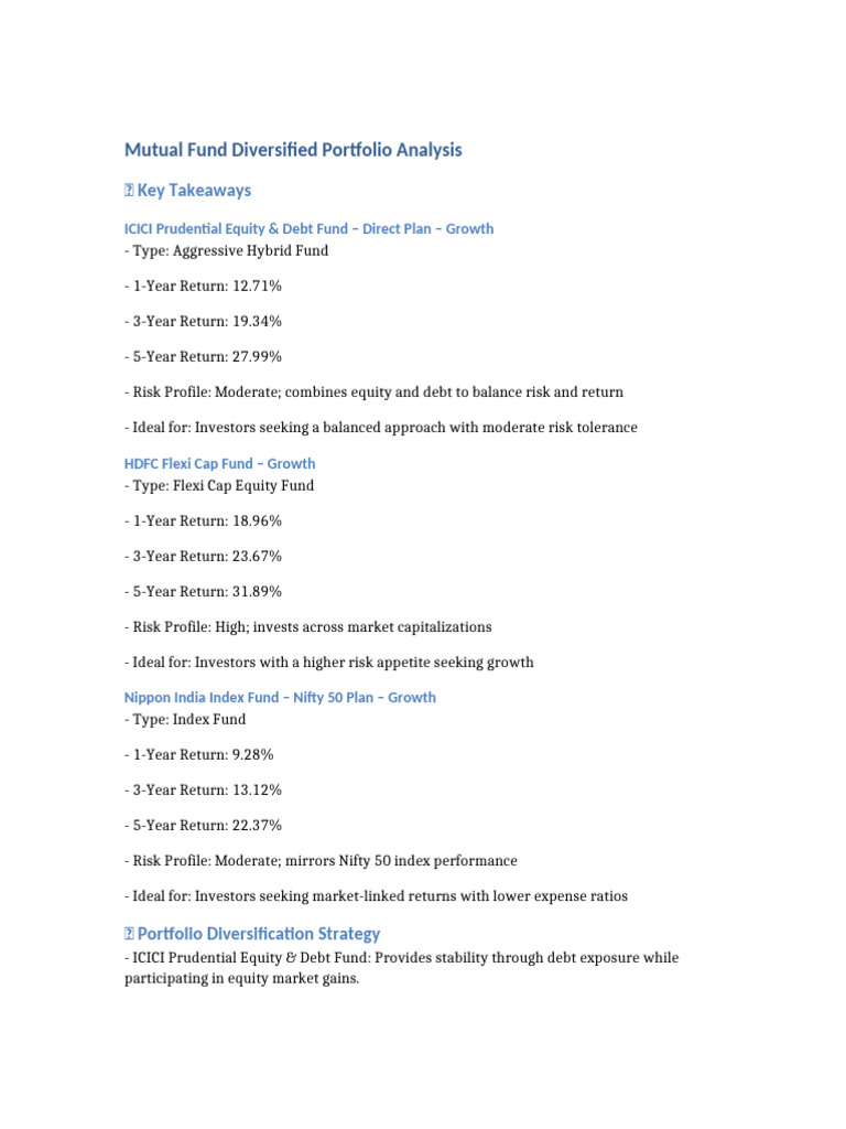 Mutual Fund Portfolio Analysis Guide | PDF | Financial Risk | Index Fund