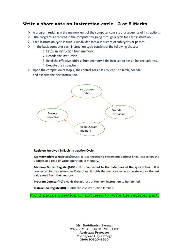 Instruction Set and Instruction Cycle | PDF