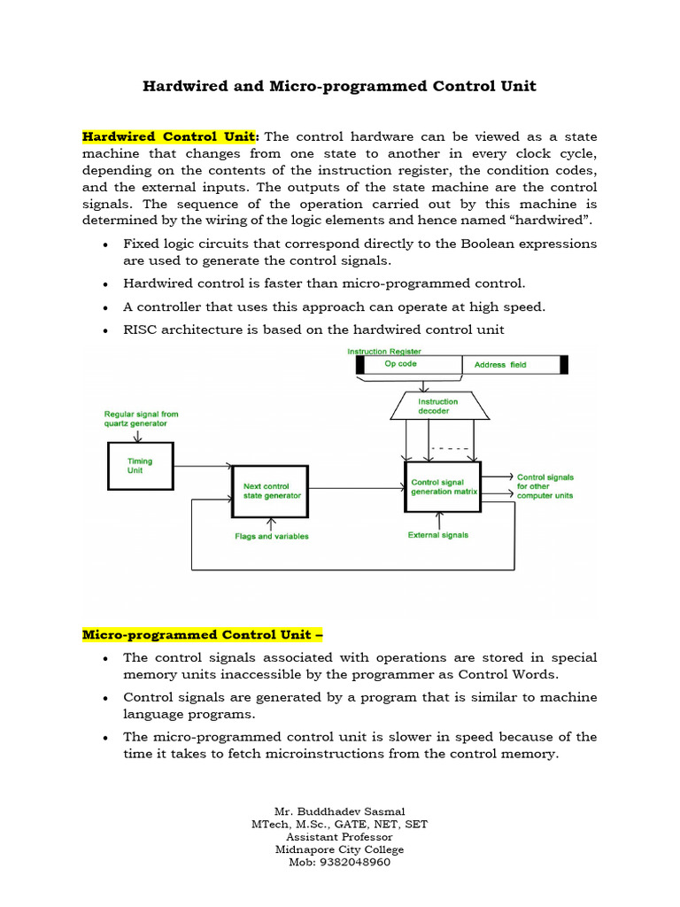 Hardwired and Micro-Programmed Control Unit | PDF | Office Equipment | Computing
