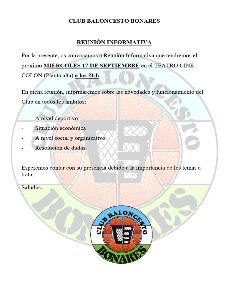 Reunion Informativa | PDF