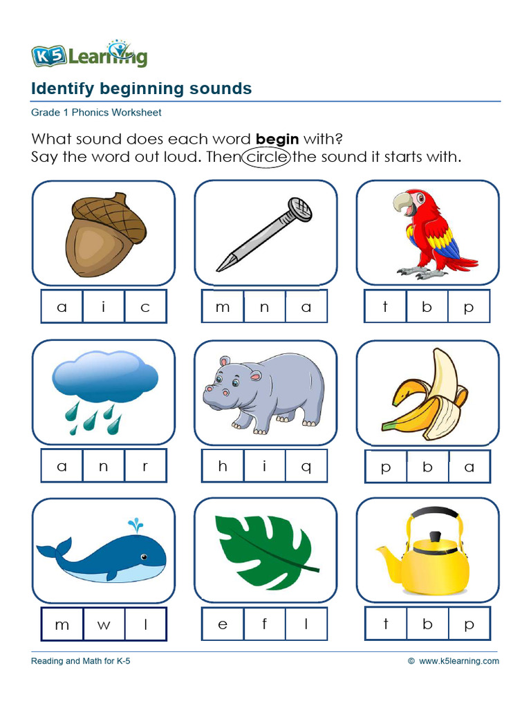 Grade 1 Phoneme Isolation 725 | PDF