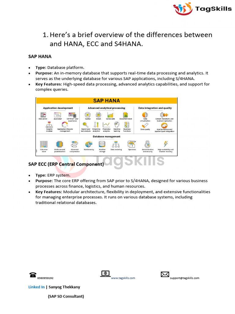 SAP HANA vs ECC vs S/4HANA Explained | PDF | Enterprise Resource ...
