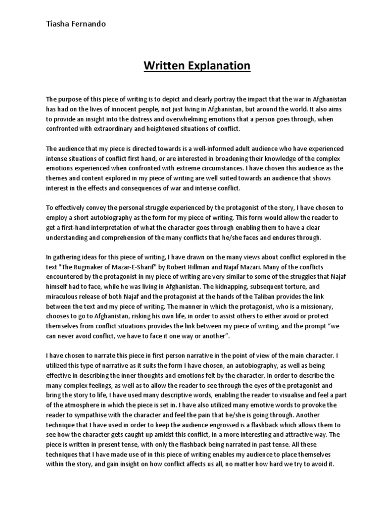 Written Explanation | PDF | Narration | Psychological Concepts