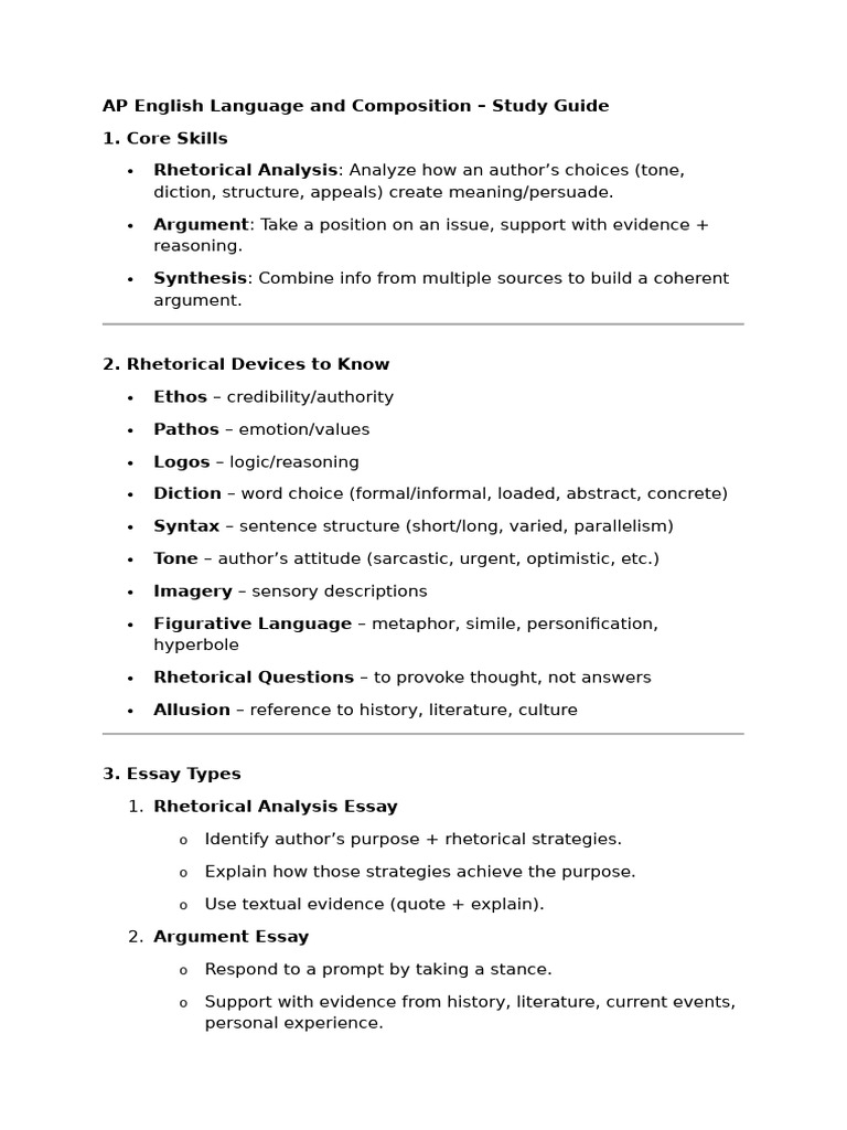 AP English Language and Composition | PDF | Essays | Rhetoric