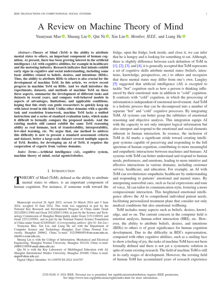 Machine Theory of Mind in AI | PDF | Theory Of Mind | Artificial ...