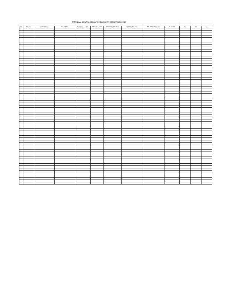 Data Nama Siswa Paud Dan TK Kelurahan Kecapi | PDF