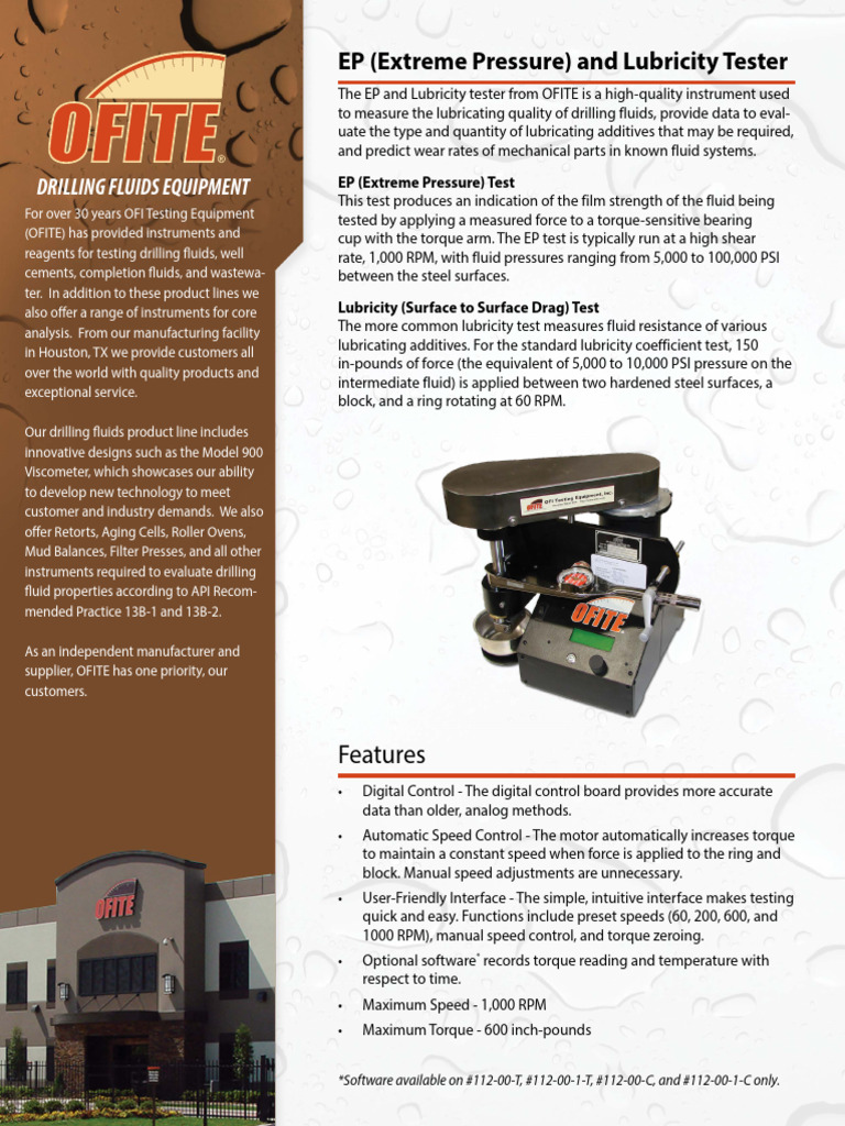 OFITE Lubricity Tester Overview | PDF | Mechanical Engineering ...