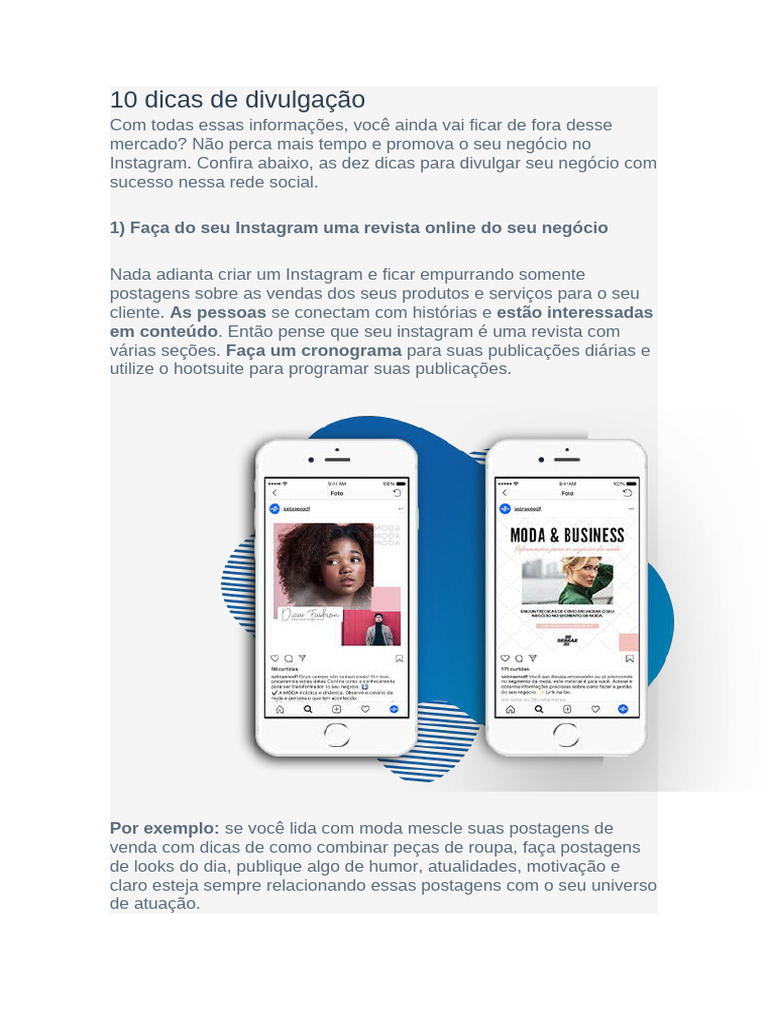 10 Dicas Para Divulgar no Instagram | PDF | Hashtag | Aplicativo para ...
