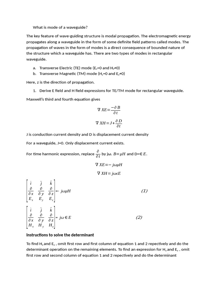 Deriving TE/TM Modes in Waveguides | PDF | Waveguide | Oscillation