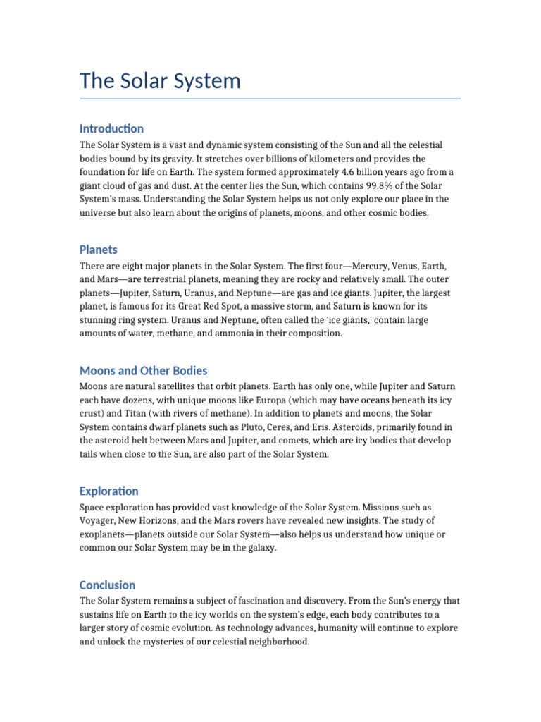 The Solar System Detailed | PDF