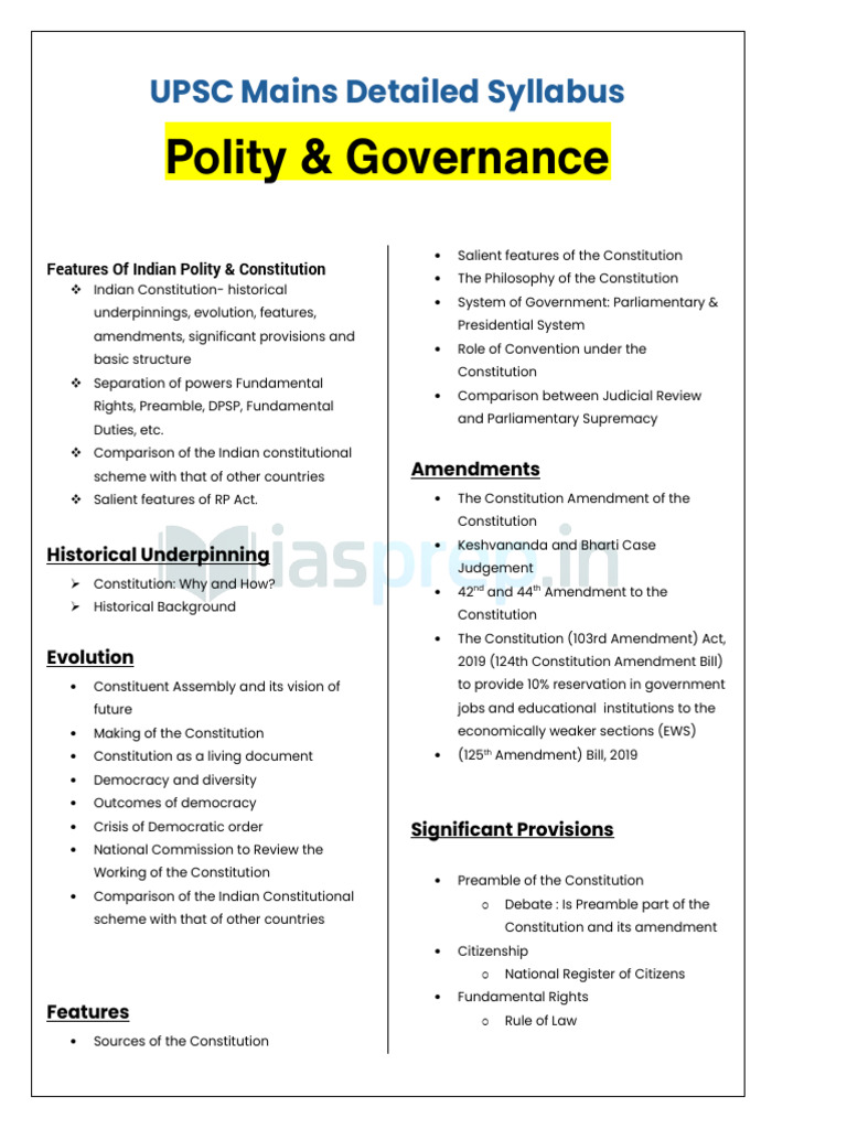 UPSC Mains Polity & Governance Syllabus | PDF | Earth Sciences | Oceans