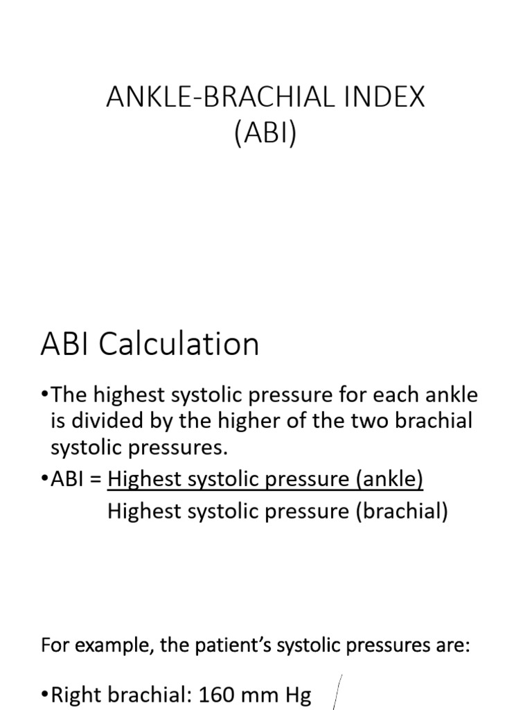 Ankle-Brachial Index Calculation Guide | PDF