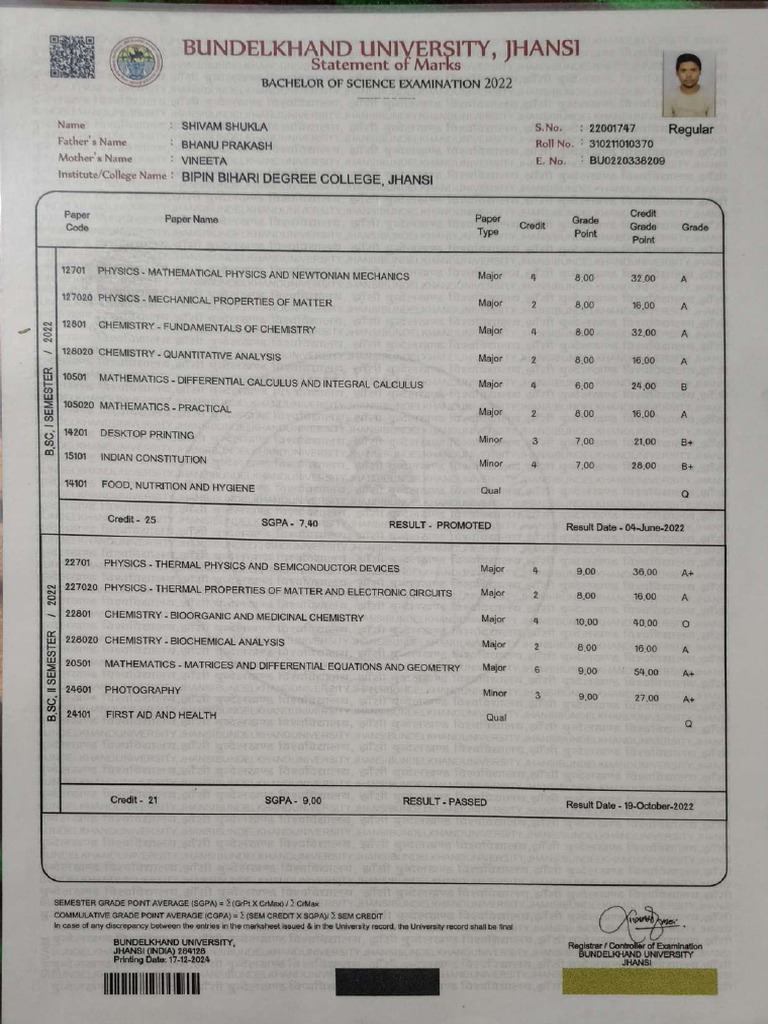 BSC Marksheet | PDF