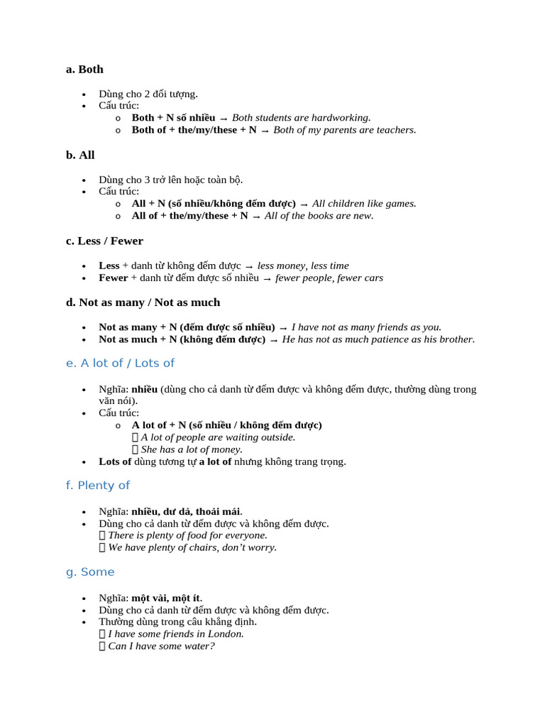 A. Both: E. A Lot of / Lots of | PDF