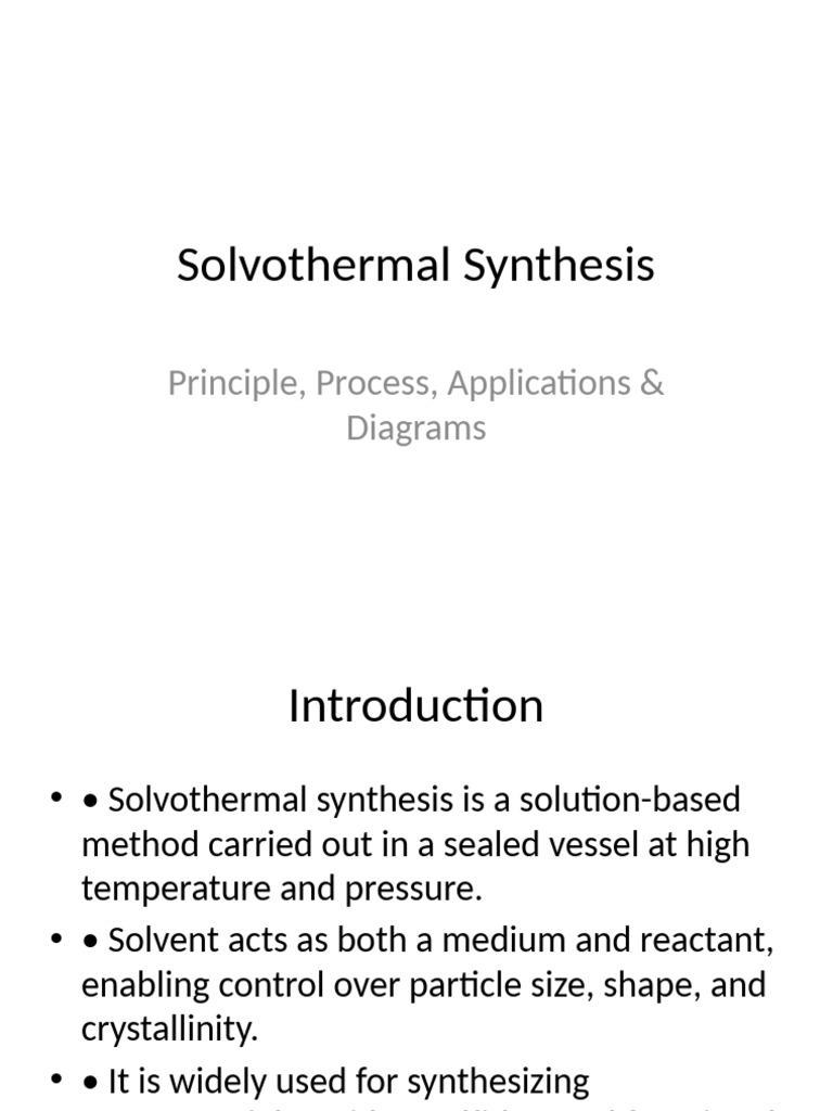 Solvothermal Synthesis Overview | PDF