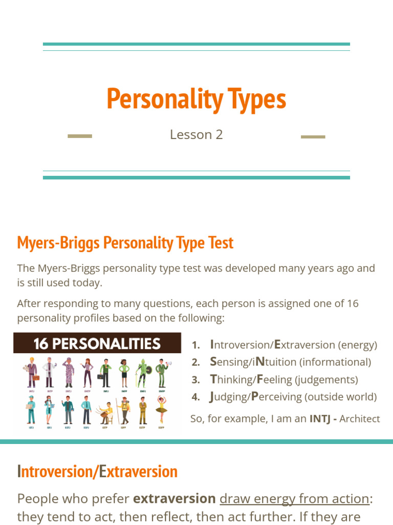 Lesson 2 - Personality Types | PDF | Personality Type | Behavioural Sciences