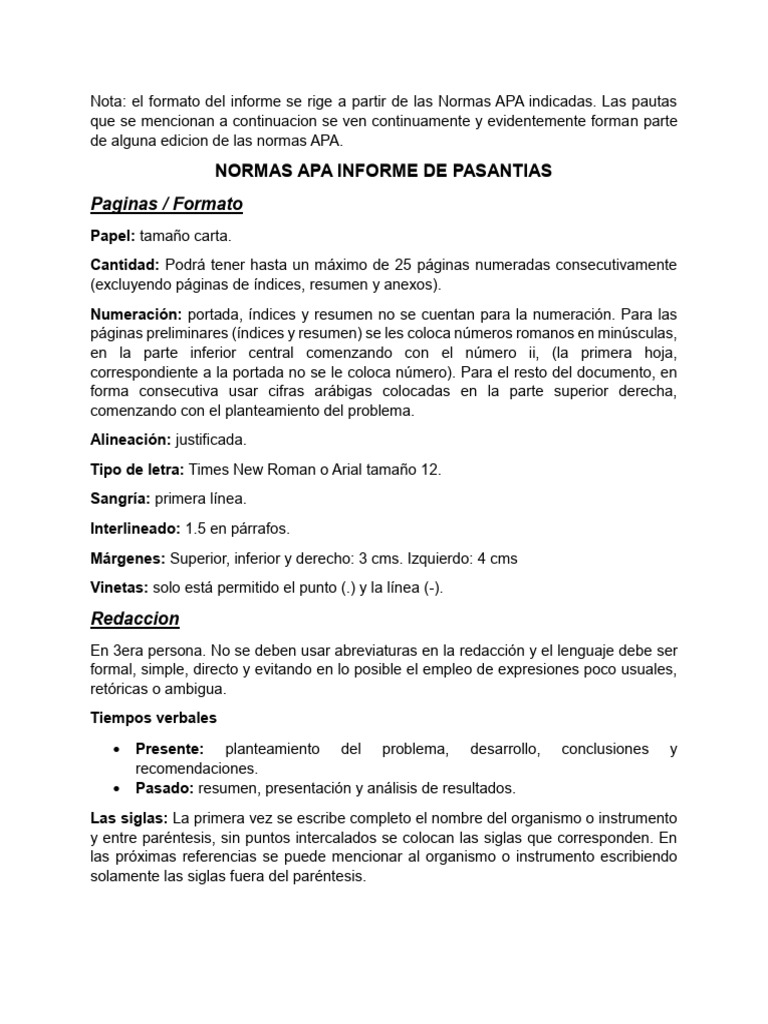 Normas Apa Informe de Pasantias | PDF | Comunicación escrita | Escritura