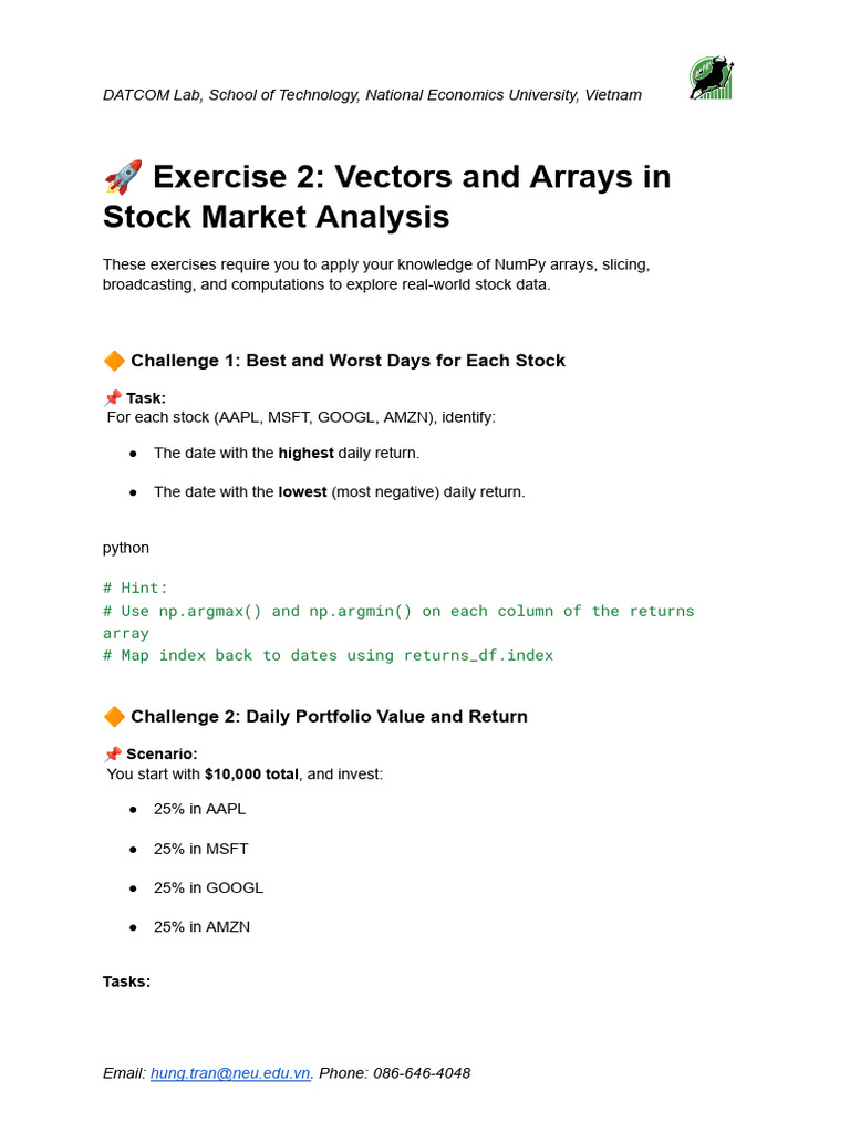 Python - Exercise 2 - Challenge Lab - Vectors and Arrays in Stock ...