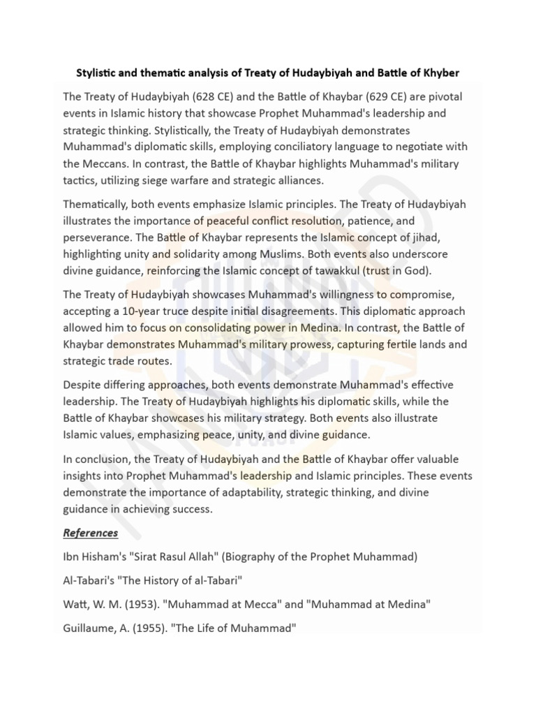 Hudaybiyah and Khyber: Leadership Insights | PDF