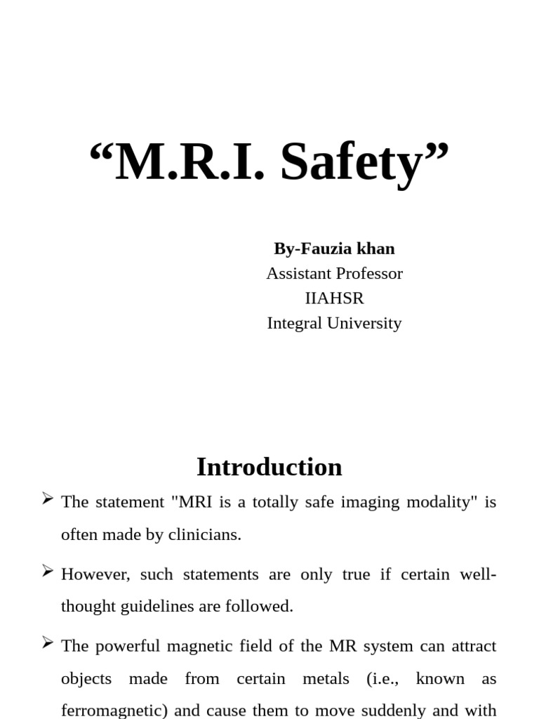MRI Safety | PDF | Magnetic Resonance Imaging | Medical Specialties