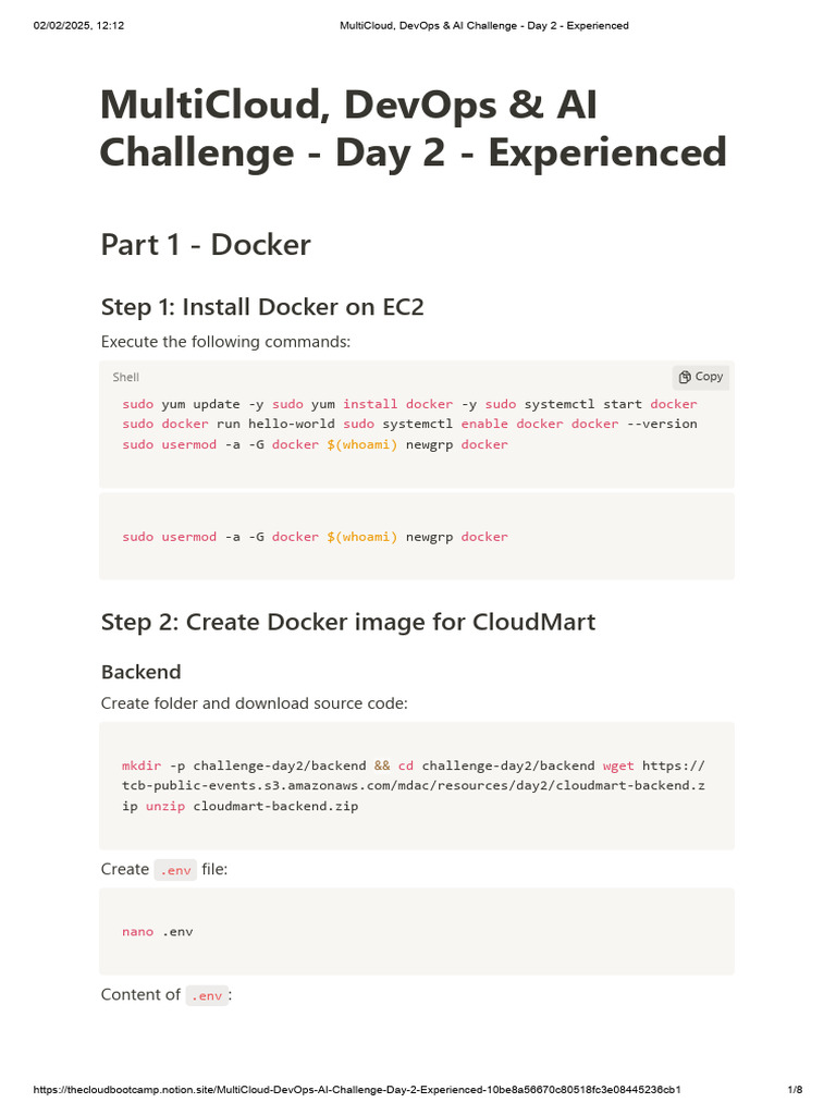 MultiCloud, DevOps & AI Challenge - Day 2 - Experienced | PDF | Software | Computing