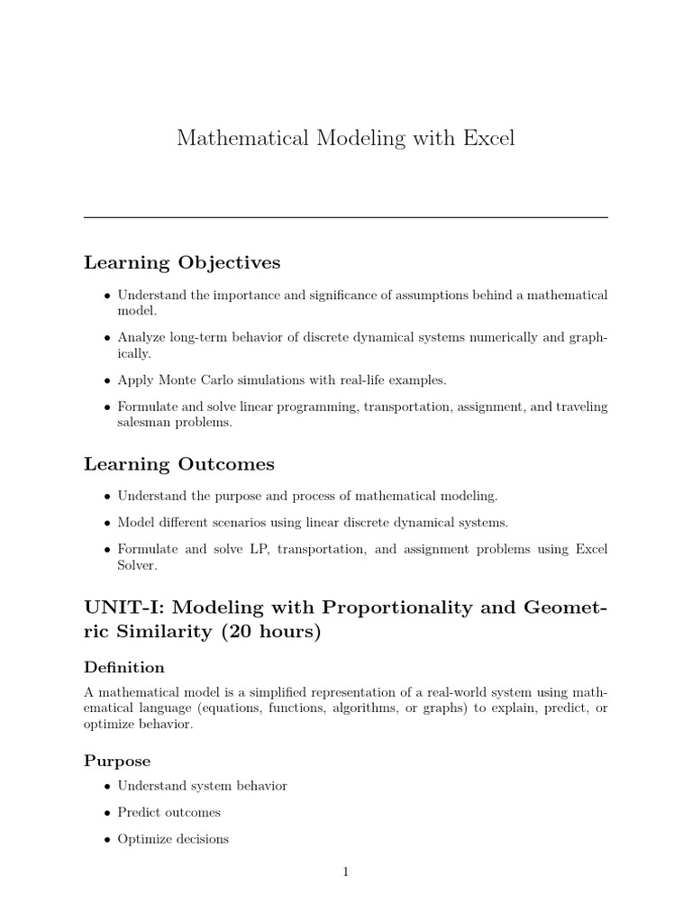 Notes Mathematical Modelling 250913 115302 | PDF | Mathematical Model ...