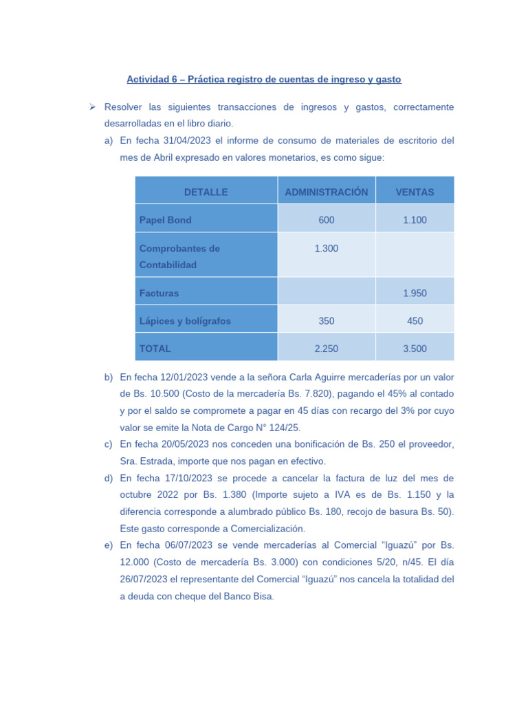 Practica Ingresos y Gastos | PDF | Factura | Bancos