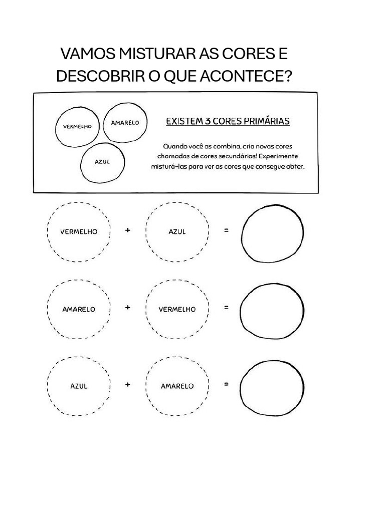 Vamos Misturar as Cores e Descobrir o Que Acontece | PDF