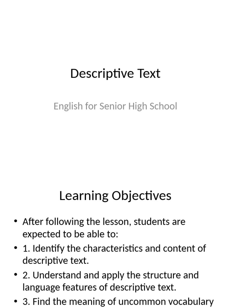 Descriptive Text Presentation | PDF