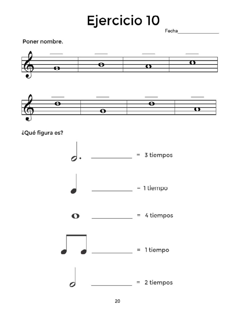 Ejercicio - Identificación de Notas en El Pentagrama y de Figuras ...