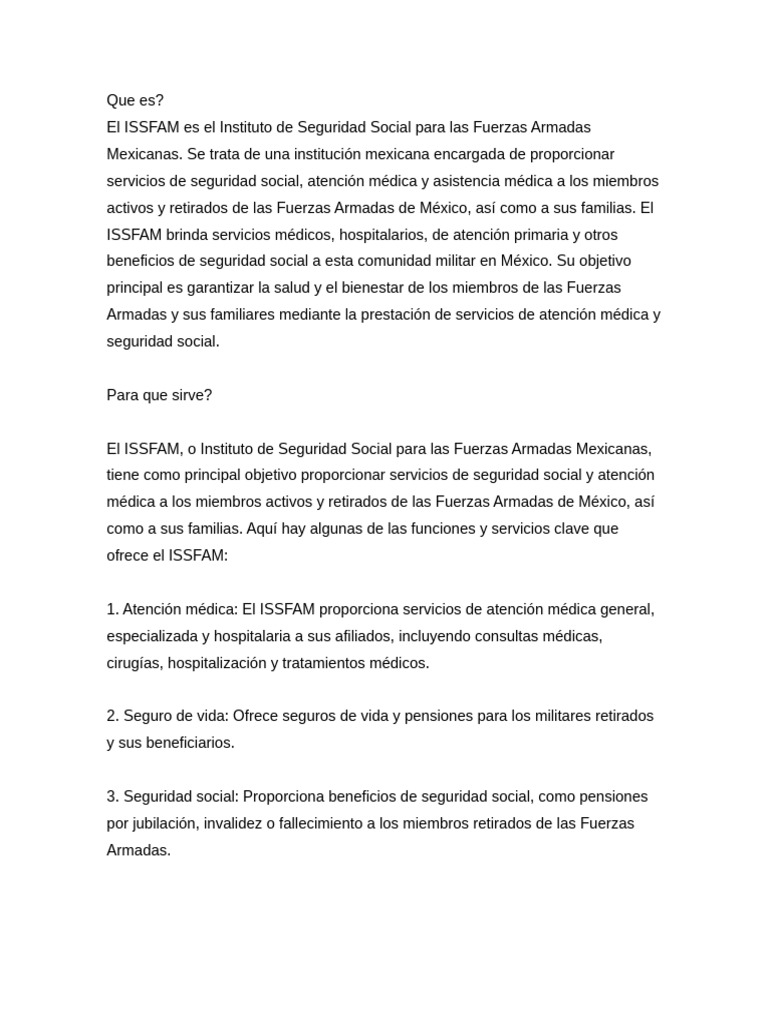 ISSFAM: Seguridad Social Militar en México | PDF | Cuidado de la salud ...