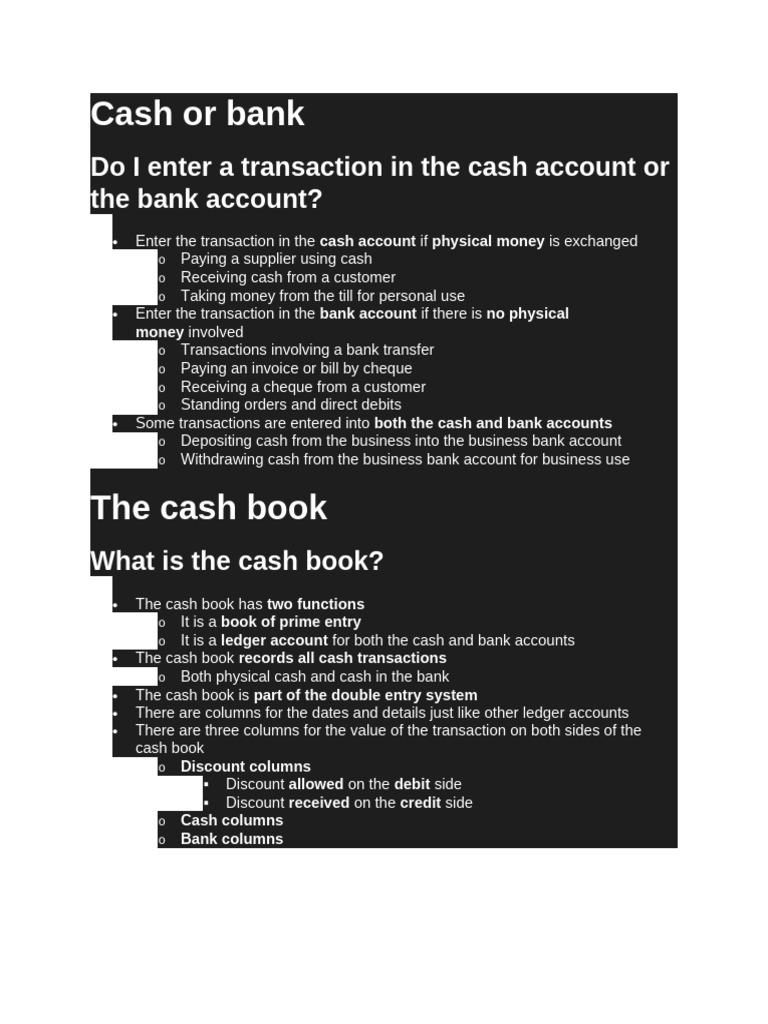 Cash or Bank | PDF | Debits And Credits | Private Sector
