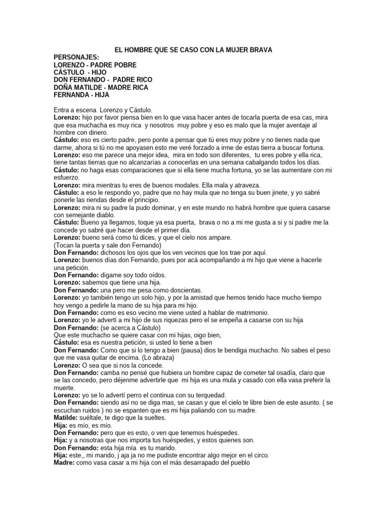 El Hombre Que Se Caso Con La Mujer Brava | PDF