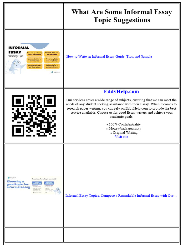 What Are Some Informal Essay Topic Suggestions | PDF | Essays